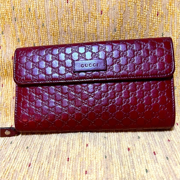 Gucci | Bags | Gucci Authentic Microguccissima Maroon Wallet Uec | Poshmark